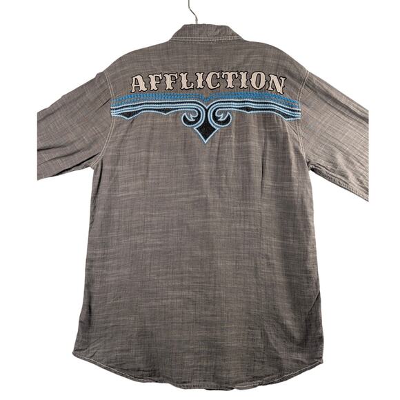 Affliction | Shirts | Affliction Black Premium Buckle Gray Mens Med ...